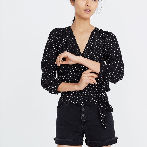 Madewell | Tops | Madewell Silk Wrap Top In Star Scatter | Poshmark